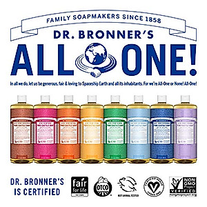 Dr. Bronner’s - Pure-Castile Liquid Soap (Tea Tree, 32 ounce) - Made with Organic Oils, 18-in-1 Uses: Acne-Prone Skin, Dandruff, Laundry, Pets and Dishes, Concentrated, Vegan, Non-GMO