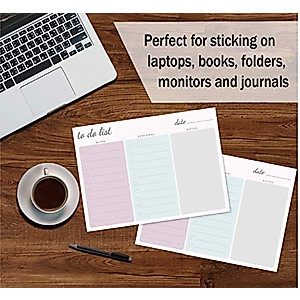 Large Work Home to Do List Sticky Notes, 8x6" inches by DAILY RITMO (Pastel)