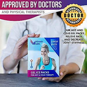 Ice Packs for Injuries Reusable (2 Pack) – Kinetic Labs Gel Ice Packs Reusable 9.5" x 4.5" - HSA FSA Eligible Gel Cold Packs for Injuries - Flexible Soft Ice Packs for Knee Shoulder Back (Regular)