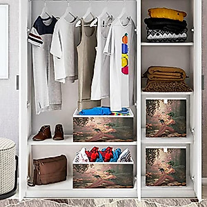 visesunny Closet Baskets Fairy Girl with Wing and Butterfly Storage Bins Fabric Baskets for Organizing Shelves Foldable Storage Cube Bins for Clothes, Toys, Baby Toiletry, Office Supply