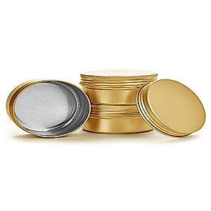 Gold 0.5 Ounce Aluminum Tin Jar Refillable Containers 15 ml Aluminum Screw Lid Round Tin Container Bottle for Cosmetic,Lip Balm, Cream, 30 Pcs