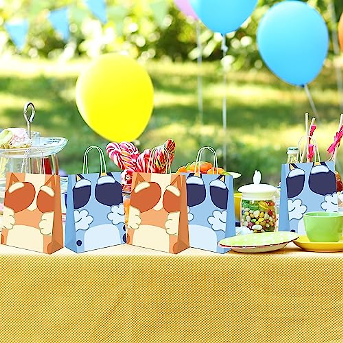 24 Pack Dog Man Gift Bags Blue Dog Ears Pattern Paper Gift Bags with Handles for Kids for Baby Shower Birthday Party Party Supplies