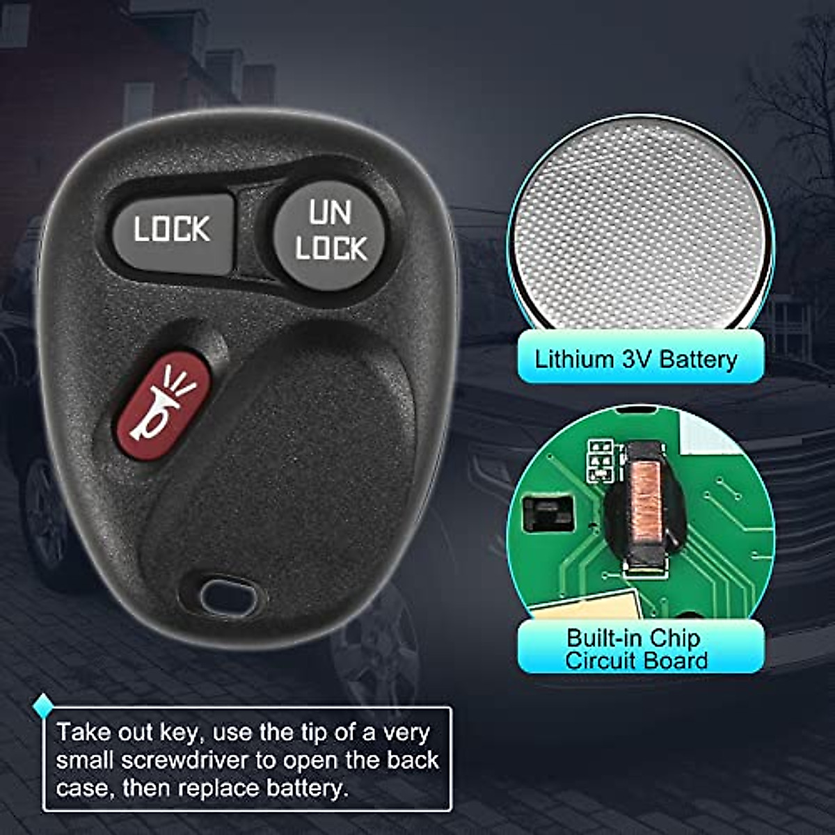 X AUTOHAUX 2pcs 315MHz KOBUT1BT Replacement Keyless Entry Remote Car Key Fob for Chevy Silverado Suburban Tahoe S-10 for GMC Sierra Yukon XL 1500 2500 1999-2001 for Sonoma 1998-2002 3 Button
