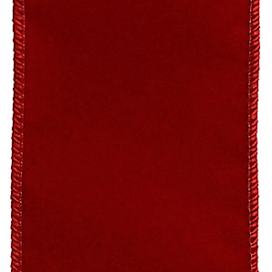 Homeford Outdoor Christmas Velvet Wired Ribbon, 2-1/2-inch, 10-Yard, Medium Red