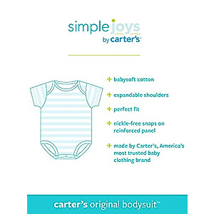 Simple Joys by Carter's Baby 8-Pack Short-Sleeve Bodysuit, White, 0-3 Months