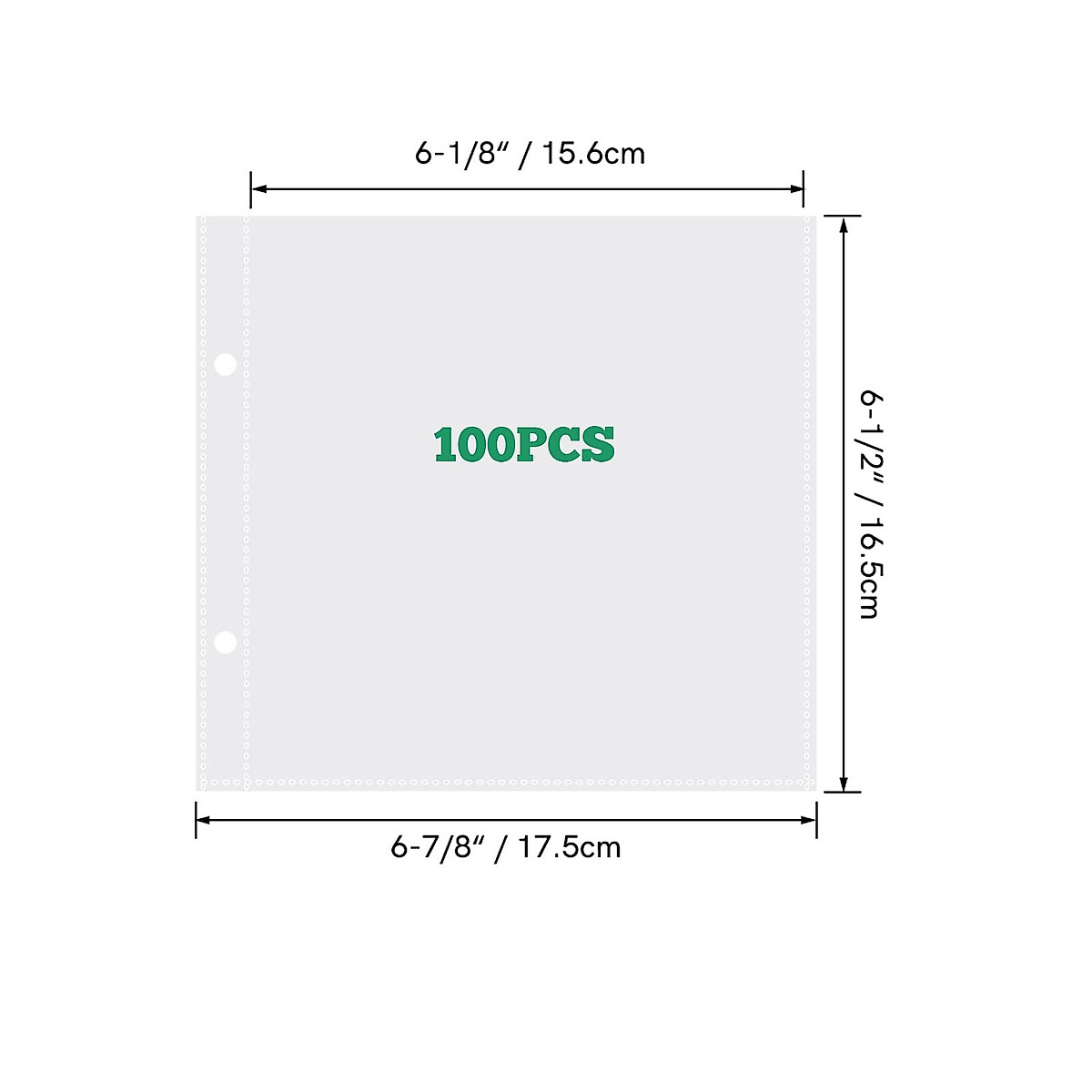 BAOFALI 100 Pags 6" X6" Clear Plastic Binder Pockets,2 Holes 2 Pockets Per Page, can Fit More Stencils,Made Exclusively for Stencils,Die Cuts,Photos,Stamps Within Size 6x6 Storage Bills Organizer