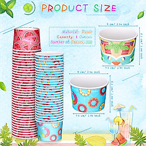 Nuenen 300 Pcs 8 oz Ice Cream Cups Disposable Ice Cream Bowls Paper Ice Cream Cup Bulk Summer Ice Cream Sundae Bowls Ice Cream Cup Bar Supplies for Sundae Snack Luau Party(Tropical)