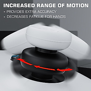 PlayRealm NO FALLING OFF Thumbstick Extender & Silicone Grip Cover 2 Sets for Xbox Series X/S & Xbox One S/X Controller(Turbo Red)