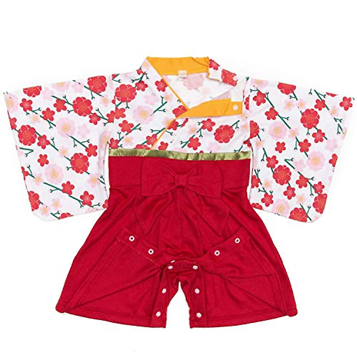 KYOETSU Baby Girls Kimono Rompers Hakama Coverall (3M(Japanese Size 60), Plum Off-White)
