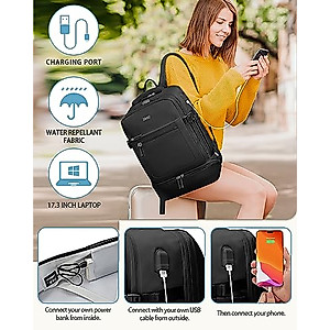 ZOMFELT Carry on Backpack for Women with Shoes Compartment, Flight Approved Travel Backpack with USB Charging Port, TSA 17.3inch Waterproof Laptop Bag Large Casual School Daypack for Weekender
