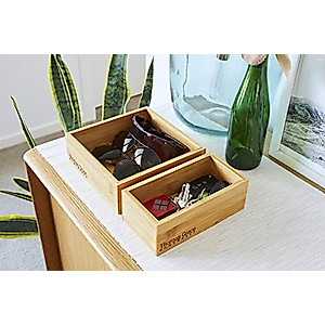 Thomas Grace Homewares 5-Piece Bamboo Storage Box & Organizer Set Multi-sized Set of 5 Drawer Dividers Organizer Boxes for kitchen, office, jewellery, junk, cosmetic, bath, bedroom or Gift.