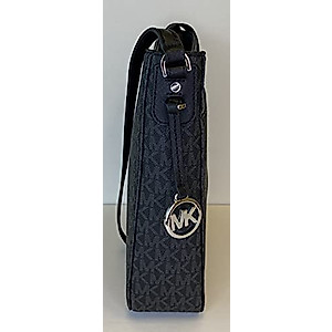 Michael Kors MICHAEL Michael Kors Jet Set Travel Large Messenger Crossbody bundle with Trifold Wallet Purse Hook (Signature MK Black)