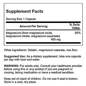 Swanson Triple Magnesium Complex 400 Milligrams 30 Capsules (4 Pack)