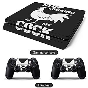 PS4 Slim game console skin sticker protective cover Stop Staring at My Cock PS4 Slim console and 2PCS whole body protective skin skin sticker