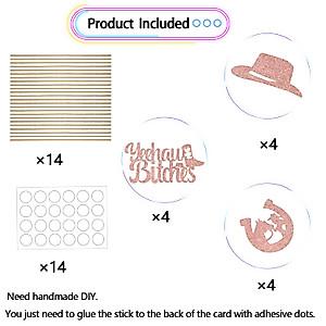 12Pcs Rose Gold Cowgirl Decorations Western Centerpieces for Tables, Yee Haw Bitches Table Topper, Western Cowgirls Centerpieces Sticks, Western Bachelorette Birthday Party Supplies