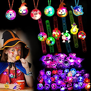 Halloween Party Favors for Kids, Light Up Necklace Rings Watch Party Supplies Set for Halloween Holiday