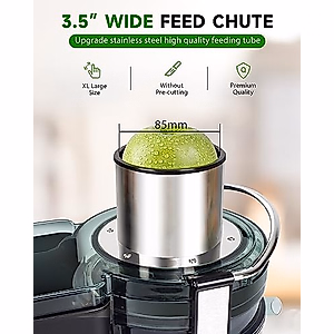 Healnitor 1000W 3-Speed LED Centrifugal Juicer Machines Vegetable and Fruit, Stainless Steel 3.5" Big Mouth, Easy Clean, High Juice Yield, BPA Free, Stainless Steel