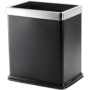 Coloch 9.5L Metal Trash Can with Removable Bag Holder, 2.5 Gallon Black Stainless Steel Garbage Container Bin Open Top Wastebasket for Bathroom, Kitchen, Office, Hotel, Home Use, 9 x 6.2X 10 Inch