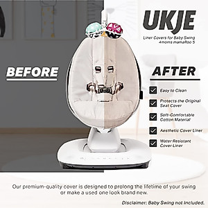 Ukje Protective Swing Cover Compatible with 4moms RockaRoo or MamaRoo 5, Multi-Motion Baby Swing, Baby Swing Liners, Baby Rocker Cover, Easy to Install, Easy to Wash, Handmade in Europe - Taupe