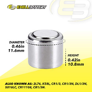 Exell Battery CR1/3N Fits Sig Sauer Trigger Guard Laser for P238, P938