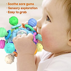 Baby Sensory Teething Teether Toys: Teething Toys for Babies 0-6 Months, Baby Toys 6 to 12 Months, Baby Teething Ball, Infant Toys for 0 3 6 9 12 Months, Baby Girls Boys Gift(Blue)