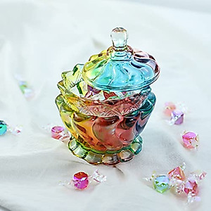 SOCOSY Royal Embossed Clear Glass Apothecary Jar With Lids, Candy Jar Containers Wedding Candy Buffet Jars Crystal Jewelry Box Food Jar 7oz