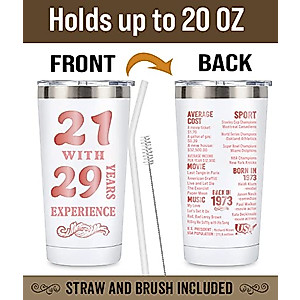 Henghere 50th Birthday Gifts for Women, 50th Birthday Gift for Friend, Mom, Grandma，Sister, Wife, Aunt, Coworker, Happy 50 Year Old Birthday Decorations Women | Thermos Cup - White