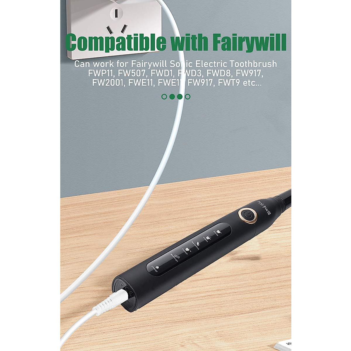 Czepa Charger for Fairywill Sonic Electric Toothbrush, Sonic Electric Toothbrush FOREO Luna Power Cord(2 Park)