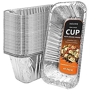 YAOAWE 65 Pack Replacement for Blackstone Grease Cup Liners, Compatible with Blackstone 28"/36"/30"/17" and 22" Griddles, Rear Aluminum Grease Tray Heavy Duty Disposable Drip Pans