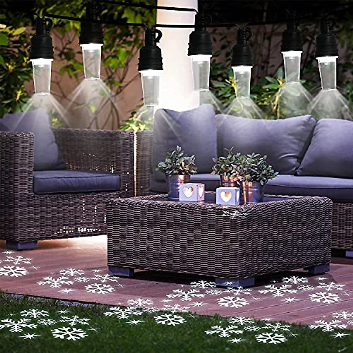 Afirst Snowflake Projection Christmas Lights - 10 Shatterproof Bulbs 31.5FT Decorative String Lights for Outdoor Indoor Patio Garden Party Lighting & Decoration