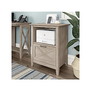 Bush Furniture Key West 1-Drawer Lateral File Cabinet, Letter/Legal, Washed Gray, 24-inch (KWF124WG-03)