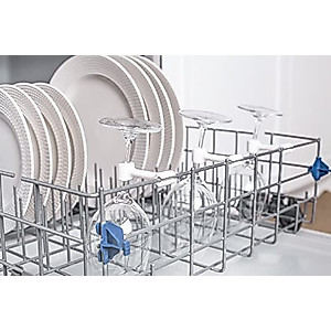 Wine Wash Dishwasher Attachment Kitchen Gadget Clip for Wine Glass, Stemware Holder, Barware Accessories & Gifts for Wine Lover, Dishwasher Safe, BPA Free Silicone, White, Set of 4