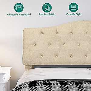 YITAHOME Upholstered Headboard, Linen Tufted Upholstered Headboard with Diamond Tufted, Headboards for Full/Queen Size Bed - Beige