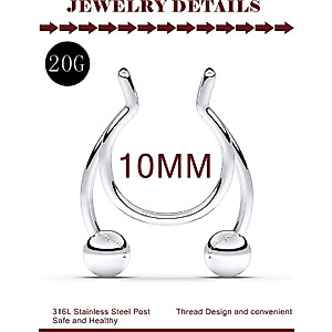 Prjndjw Fake Nipple Rings Stainless Steel Fake nipple piercing Faux Nipple Ring Non Piercings Adjustable Nipple rings Clip-on For Women Body Piercing Jewelry