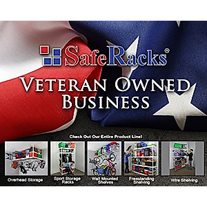 SafeRacks Overhead Garage Storage Rack - Heavy Duty Racks for Garage with 400 lb Capacity, Easy Garage Shelving, Adjustable Storage Rack, Ceiling Mount Storage Shelves 3x6 White (18"-33")