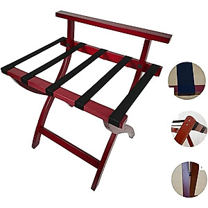 Guest Room Luggage Rack, Folding Suitcase Stand Luggage Rack Suitcase Stand Backrest Foldable Shelf Solid Wood 5 Nylon Bandages Easy to Carry Hotel Multifunction,2 Colours (Color : A, Size : 60x43x67c