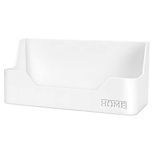 HYOATREA Bedside Shelf Organizer, White Plastic Wall Mounted Adhesive Storage Caddy Shelf Accessory for Phone, Remote, Earphone, Glasses | Home, Office, Dorm (Classic)