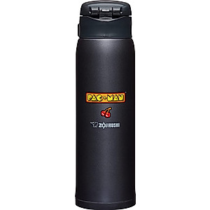 [Zojirushi x Pac-man] Limited Edition SM-SHE48PA BA&XA Stainless Steel Mug, 2 Count Bundle (Pack of 2), PAC-MAN Black&Stainless 16oz (Bundle 2-pack: Black & Silver)