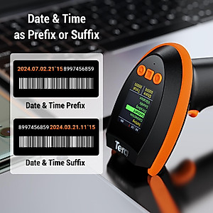 Tera Barcode Scanner Wireless 2D with Stand: Pro Version Digital Setting Screen Keypad Works with Bluetooth 2.4G Wireless USB Wired Extra Fast Scanning Speed Handheld Bar Code Reader HW0009-Z