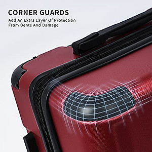 Merax Luggage Sets of 2 Suitcases With Wheels Expandable Lightweight, TSA Lock, Hardside Spinner Carry On Luggage, 20 28 inch Red