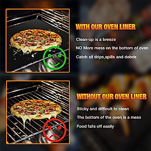 Oven Liners for Bottom of Oven 4 Pack Large Thick Heavy Duty Nonstick Teflon Oven Mat for Bottom of Electric Oven Gas Oven, Reusable Heat Resistant BPA and PFOA Free Oven Protector Liner,16x24 Inch