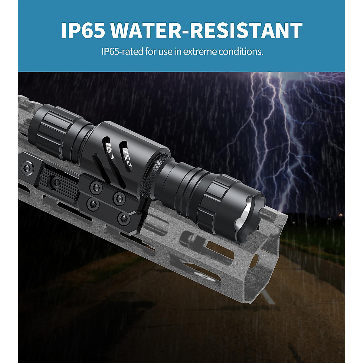 Feyachi FL14-MB Tactical Flashlight 1200 Lumen Matte Black LED Weapon Light with mLok Flashlight Mount and Pressure Switch Included