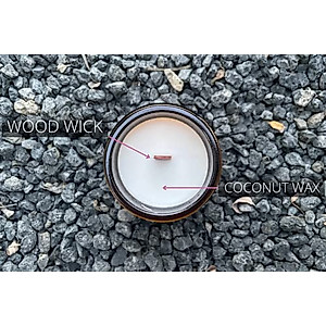 Coconut Wax Scented Candle - Wood Wick - Long Lasting - Smoke Free - Organic - The Clever Mammoth - (Vanilla Large)