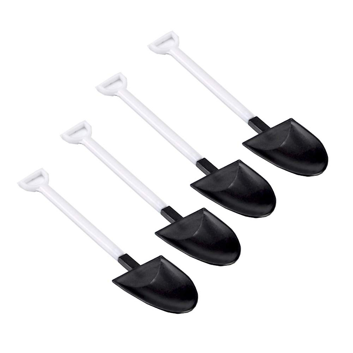 50 Pieces Disposable Plastic Ice Cream Dessert Spoons Plastic Shovel Shape Dessert Spoon Mini Ice Cream Plastic Shovel Spoon Pudding Spoon Yogurt Spoon(Black, White)