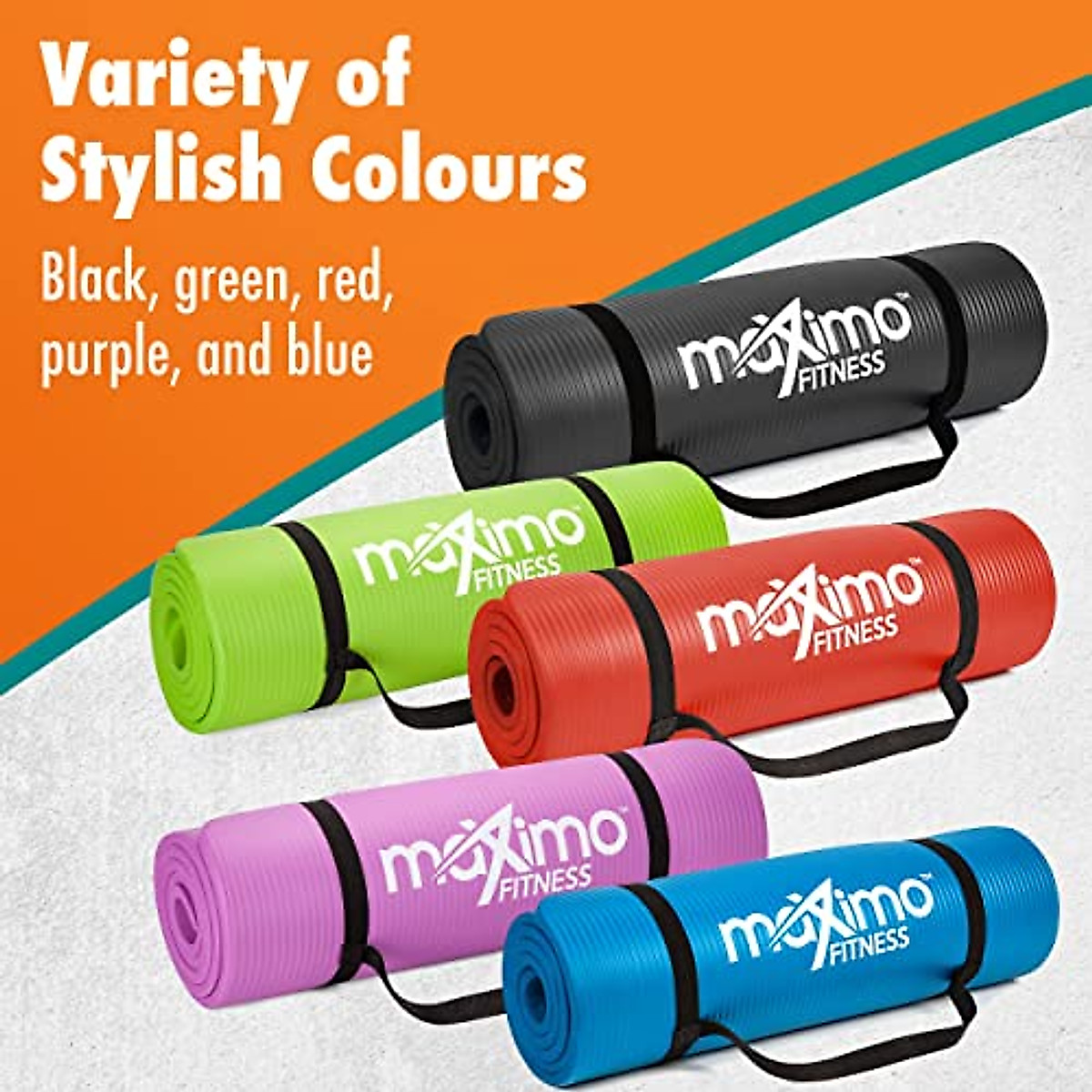 Maximo Fitness Yoga Mat - Multipurpose 72" x 24" x 0.5"(Standard) Exercise Mat for Men, Women and Kids, Ideal Non Slip Workout Mats for Yoga, Pilates, Gym Exercise with Carrying Strap