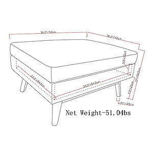 SIMPLIHOME Owen 36 Inch Wide Mid Century Modern Square Coffee Table Lift Top Storage Ottoman in Upholstered Distressed Grey Taupe Faux Leather, For the Living Room