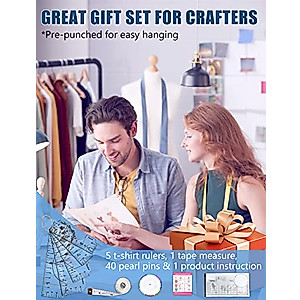 Tshirt Ruler Guide Vinyl Alignment Tool - Sublimation Accessories, T Shirt rulers to Center Designs, Transparent V-Neck/Round PVC Ruler for Adult Youth Toddler Infant 2XL-6XL