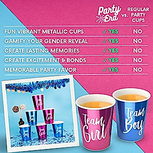 A3 DIRECT Team Boy Girl Gender Reveal Cups (12 oz, 40 Pack) - Boy or Girl Gender Reveal Party Supplies, Pink and Blue Baby Shower Decorations