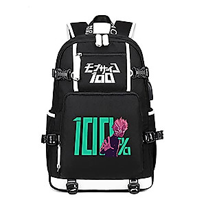 TKBASO Anime Mob Psycho 100 Mob Reflect Light Backpack Laptop Bag Mochila Black (1)