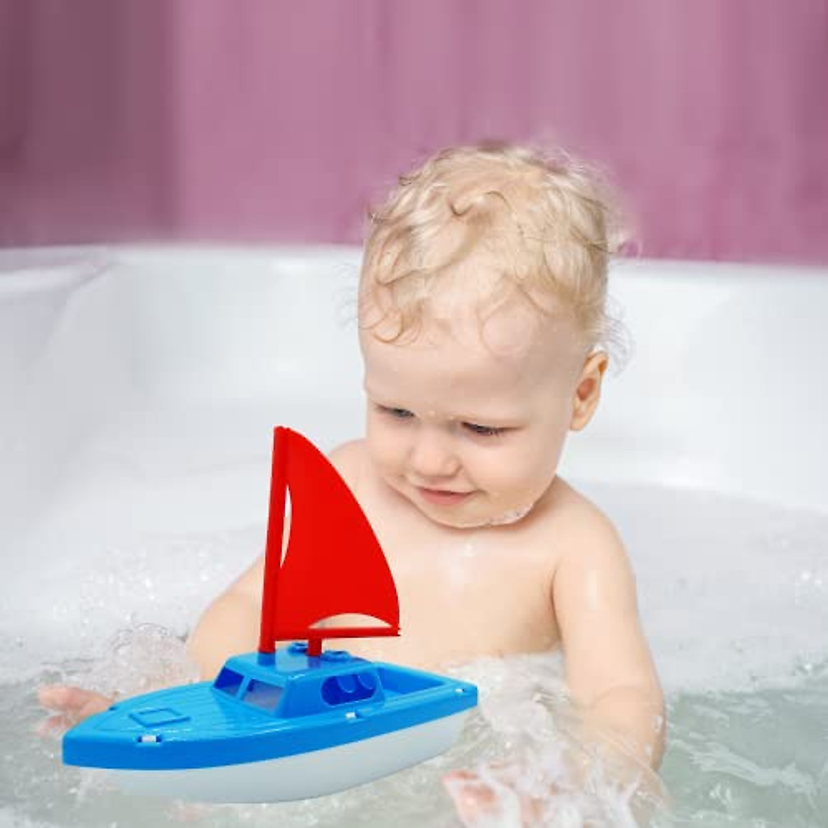 Toy Boat Bath Toys for Kids & Toddlers 3 Pack - Large 10" Floating Toy Boats for Bathtub, Kids Pool Toys, Beach Toys Outdoor Water Play by 4E's Novelty